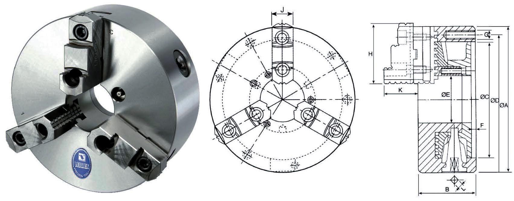 VSK-8 * Plate 3 Claws autocentrable prof.ø200mm - Meehanite